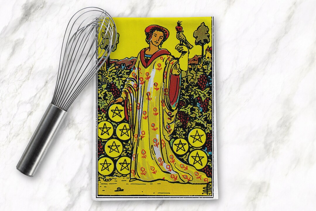 The Nine of Pentacles Tarot Card Tea Towel Goth Kitchen Decor - Etsy