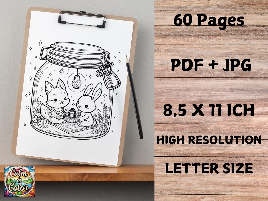 Bold and Easy Coloring Book, Terrarium Jars Coloring Pages, Cute Kawaii ...