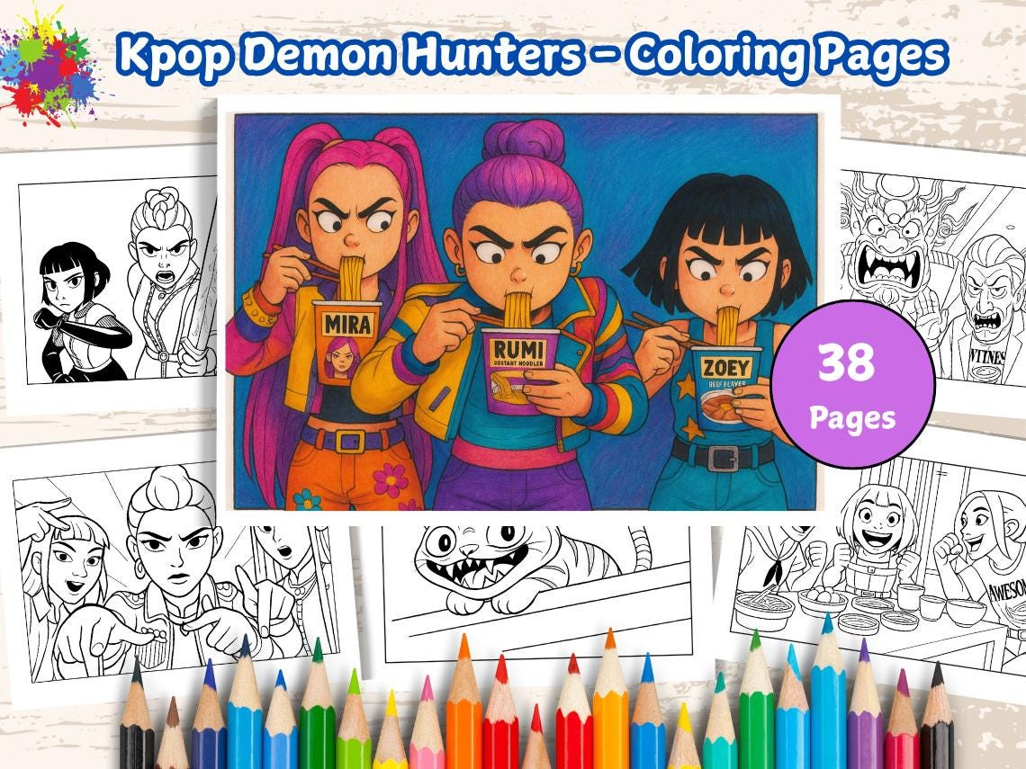 Demon Hunters Kpop Coloring Pages | 38 K-pop Coloring Book for Kids ...