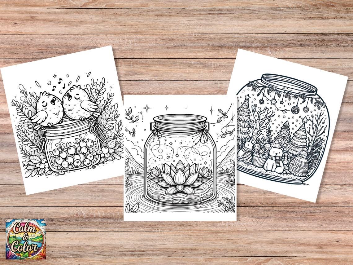 Bold and Easy Coloring Book, Terrarium Jars Coloring Pages, Cute Kawaii ...