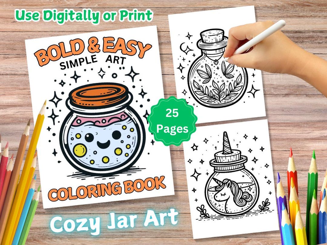 Bold and Easy Coloring Book, Cute Magic Potion Jar Coloring Pages ...