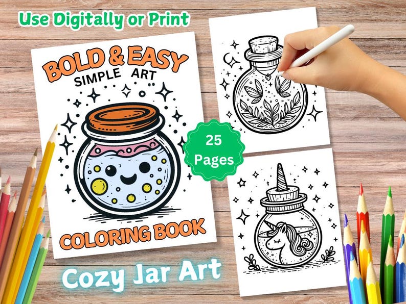Bold and Easy Coloring Book, Cute Magic Potion Jar Coloring Pages ...