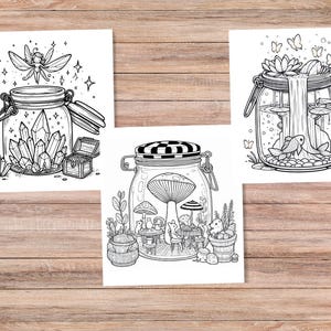 Bold and Easy Coloring Book, Cute Kawaii Forest Jar Coloring Pages ...