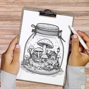 Bold and Easy Coloring Book, Terrarium Jars Coloring Pages, Cute Kawaii ...