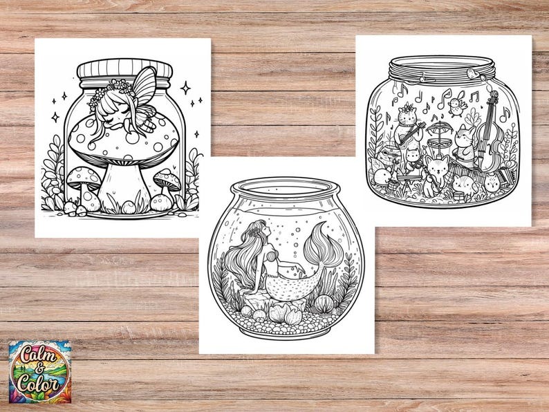 Bold and Easy Coloring Book, Terrarium Jars Coloring Pages, Cute Kawaii ...