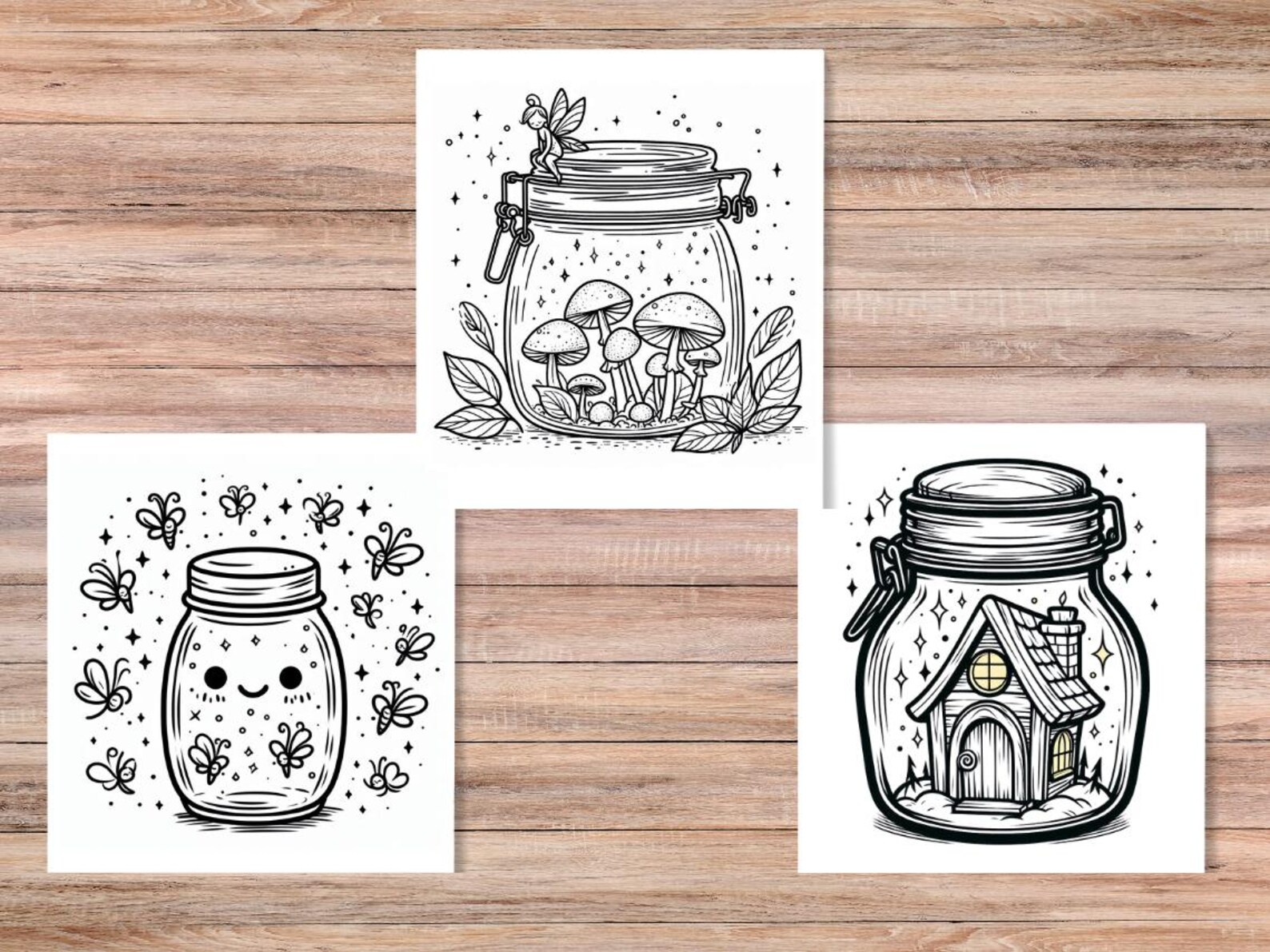 Bold and Easy Coloring Book, Cute Kawaii Forest Jar Coloring Pages ...
