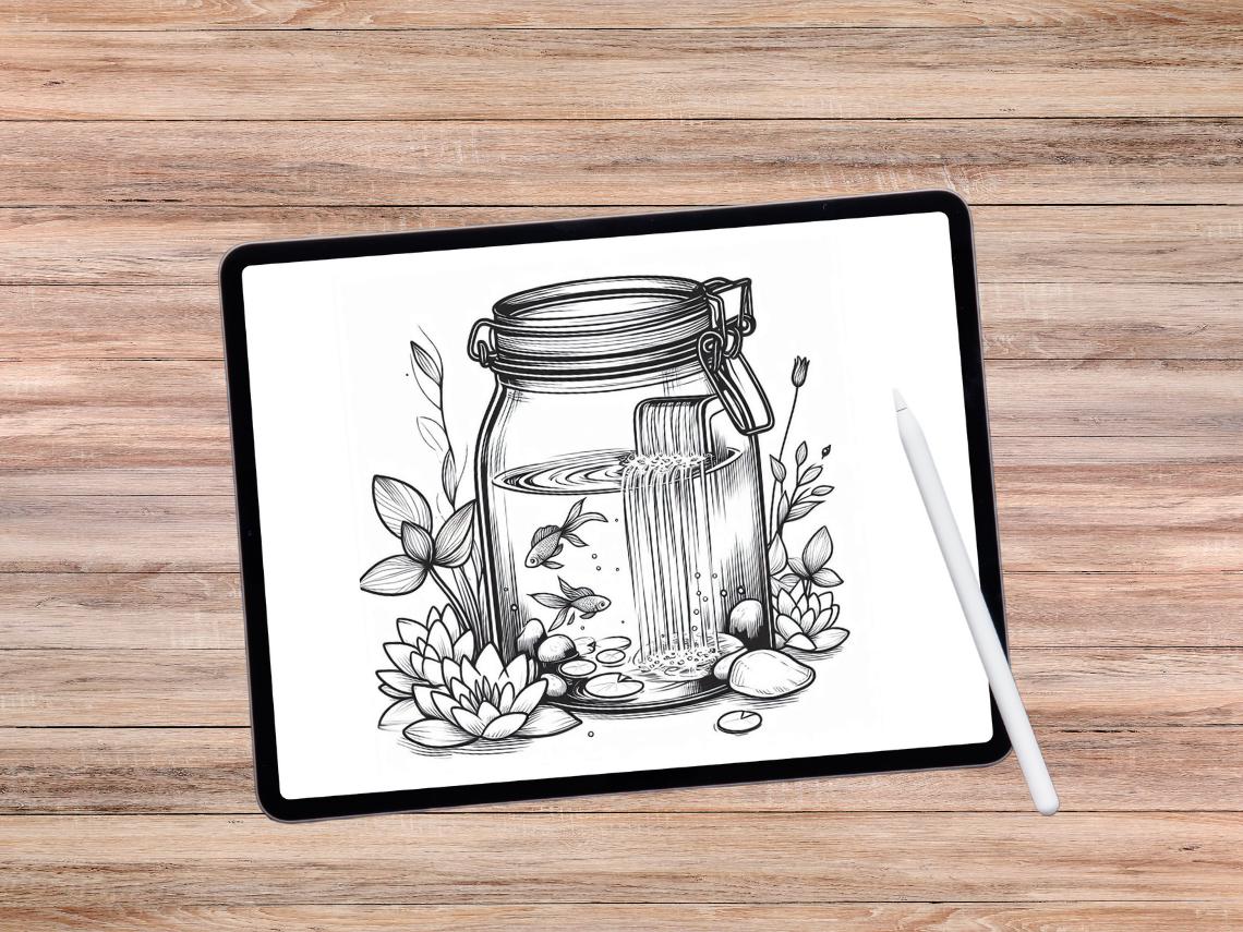 Bold and Easy Coloring Book, Cute Kawaii Forest Jar Coloring Pages ...