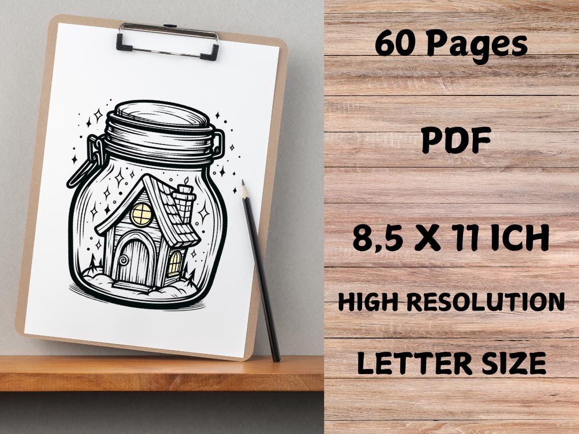 Bold and Easy Coloring Book, Cute Kawaii Forest Jar Coloring Pages ...