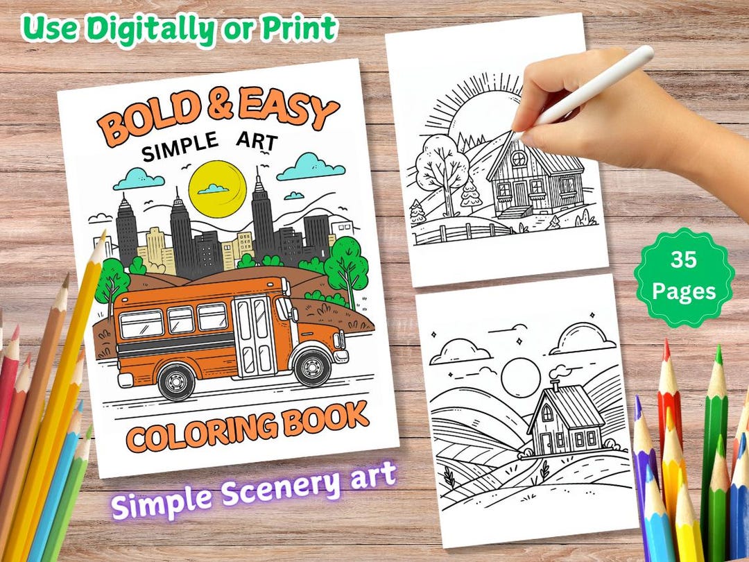 Simple Art Coloring Pages, Bold and Easy Designs for Relaxation With ...