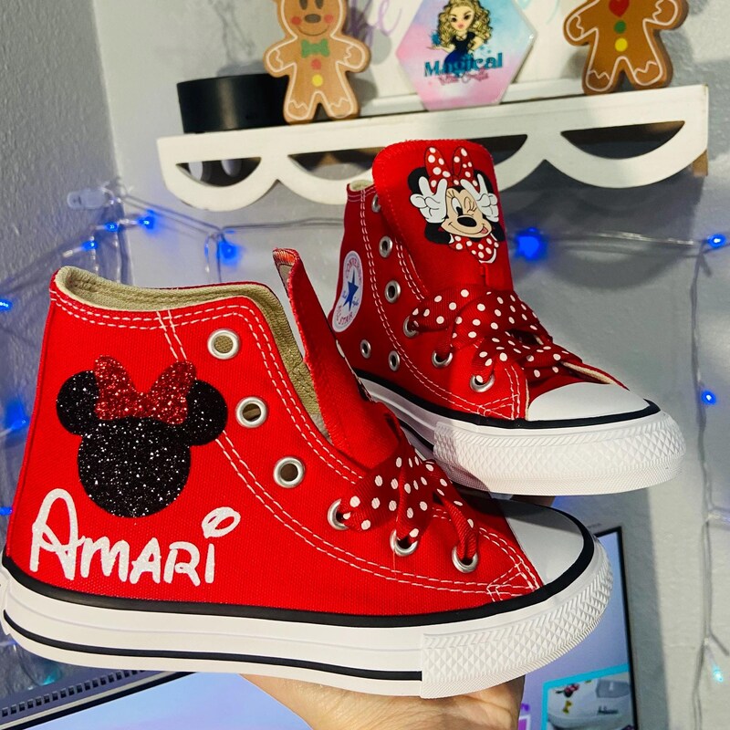 Minnie Mouse Converse - Etsy