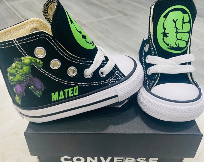 Hulk Themed Painted Kids Vans - Etsy