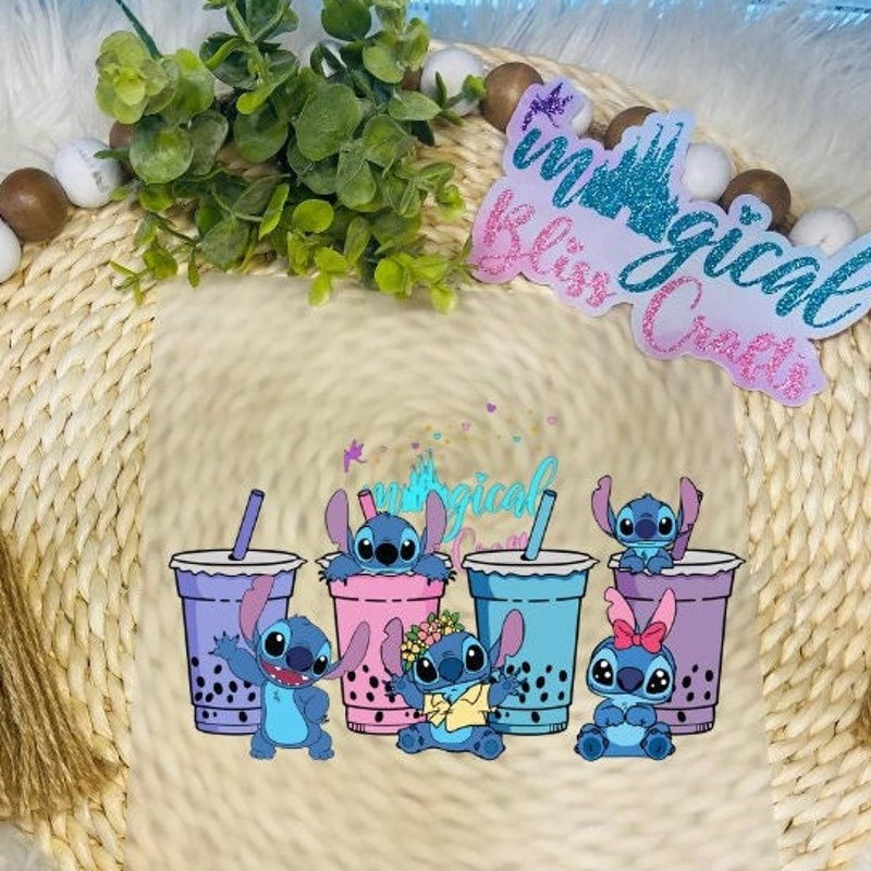 Stitch Drinking Boba - Etsy