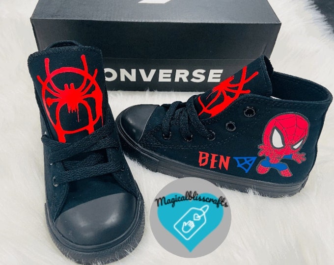 Spiderman Converse - Etsy