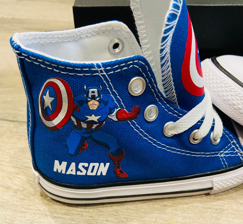 Captain America Converse - Etsy