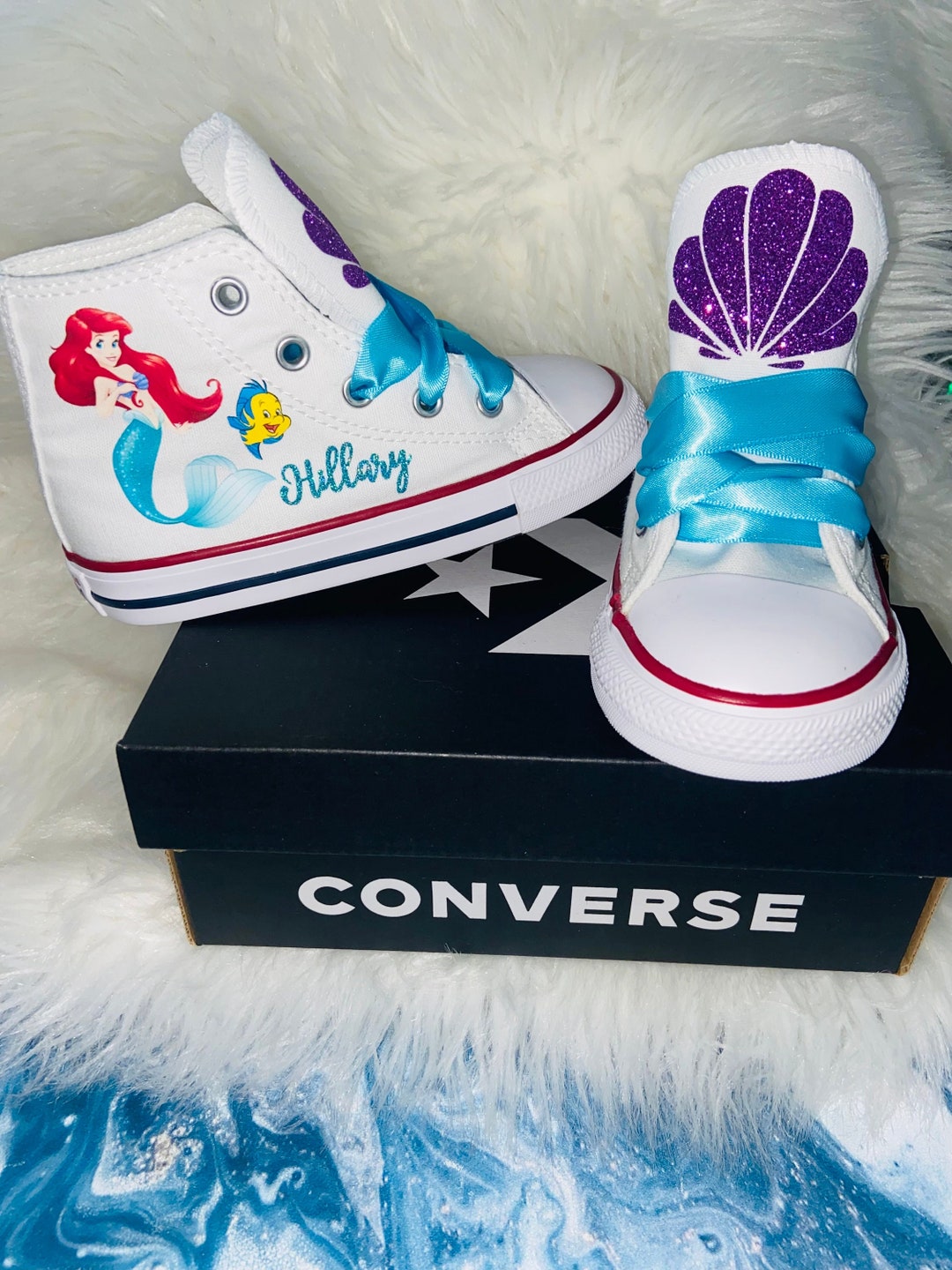 Princess Ariel Kids Converse - Etsy