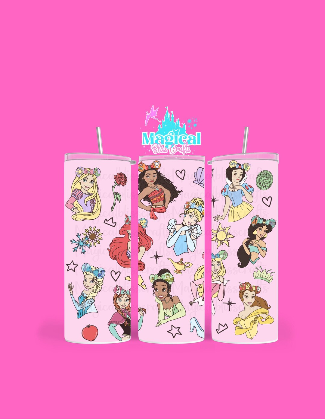 Magical Princess and Sidekicks 20oz Stainless Steel Tumbler, Disney ...