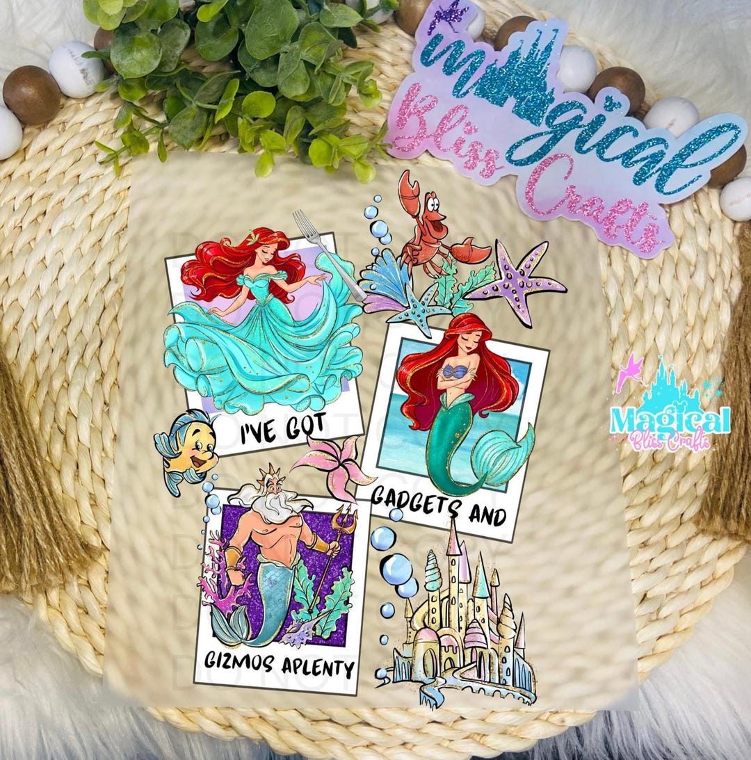 Mermaid Ready to Heat Press/ Heat Transfer Dtf/ Princess Heat Transfer ...