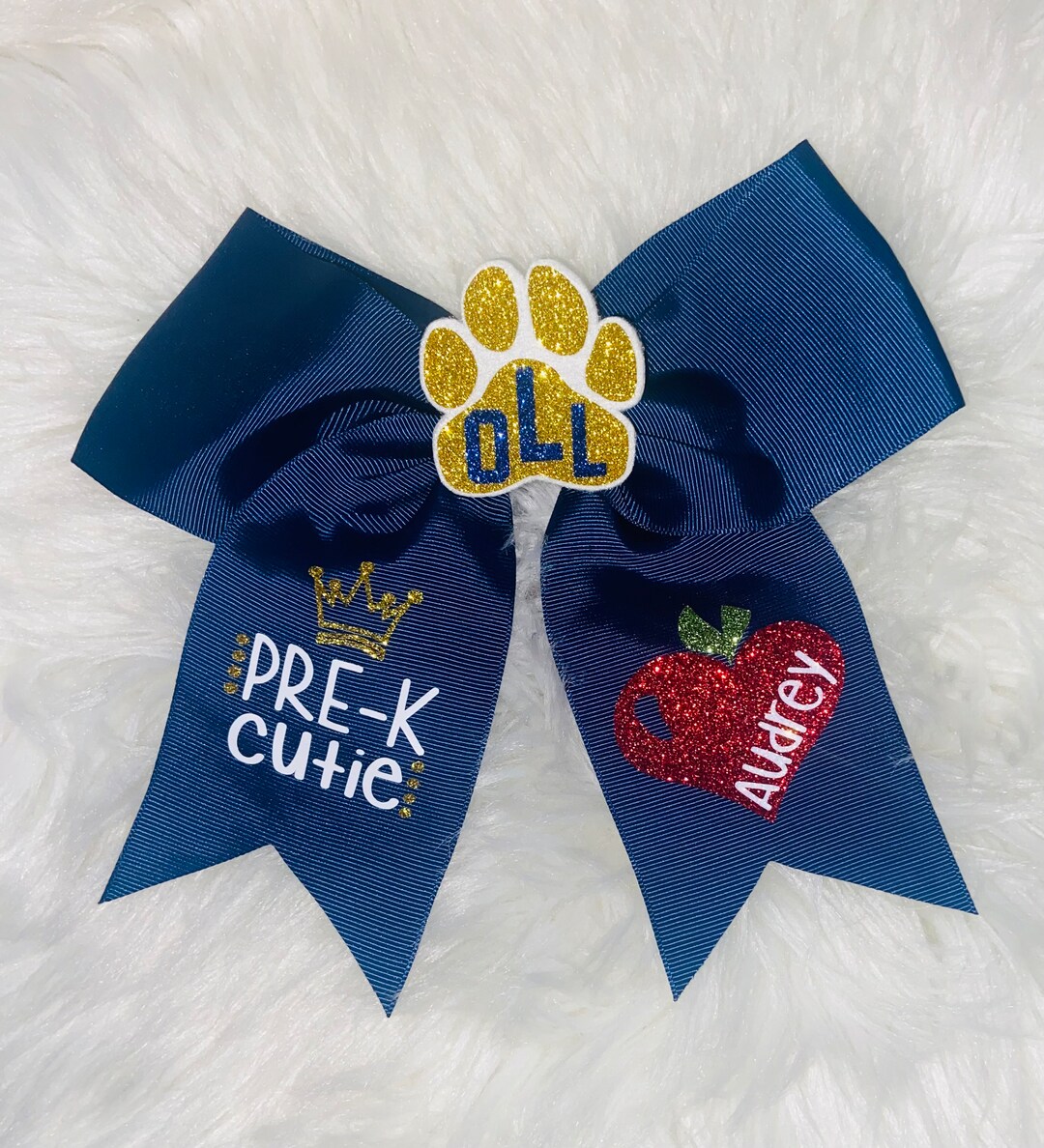 School Apple Personalized 3D Bow - Etsy