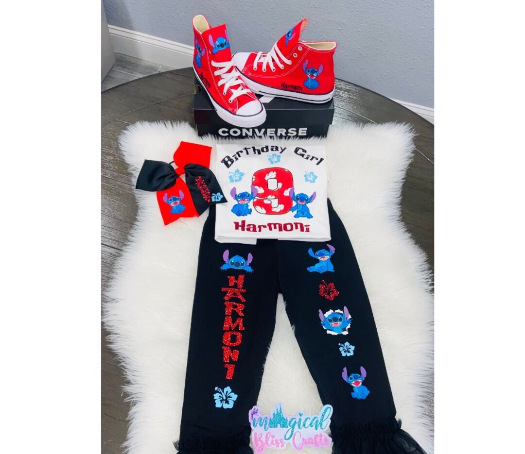 Stitch Birthday T-shirt/ Stitch Birthday Pants/stitch Birthday Bow ...