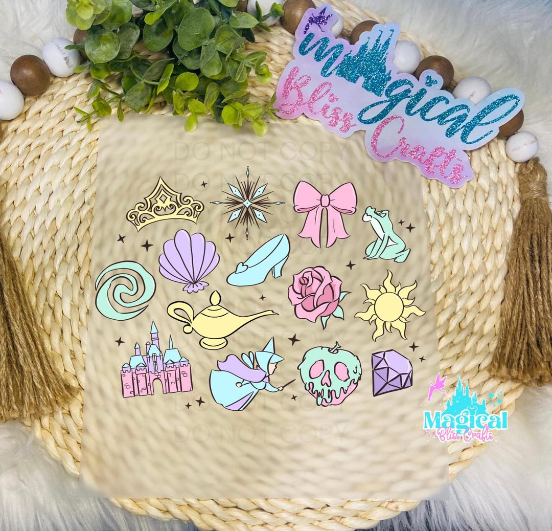 Princess Symbols Ready to Heat Press/ Heat Transfer Dtf/ Princess Heat ...