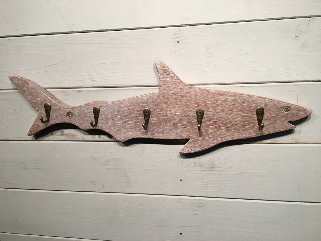 Oak Shark Key Hanger With Metal Hooks, Key Organiser, Key Hooks - Etsy