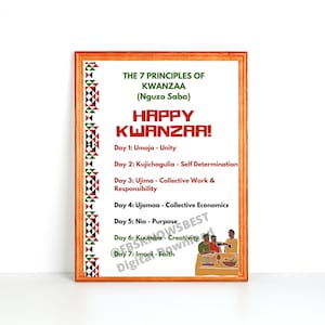 Kwanzaa Seven Principles, Kwanzaa Decorations, Printable Kwanzaa Sign ...