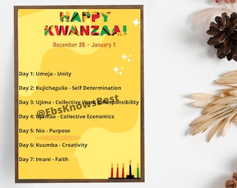 Kwanzaa Principles Daily Calendar 8 X 10 Digital Download - Etsy