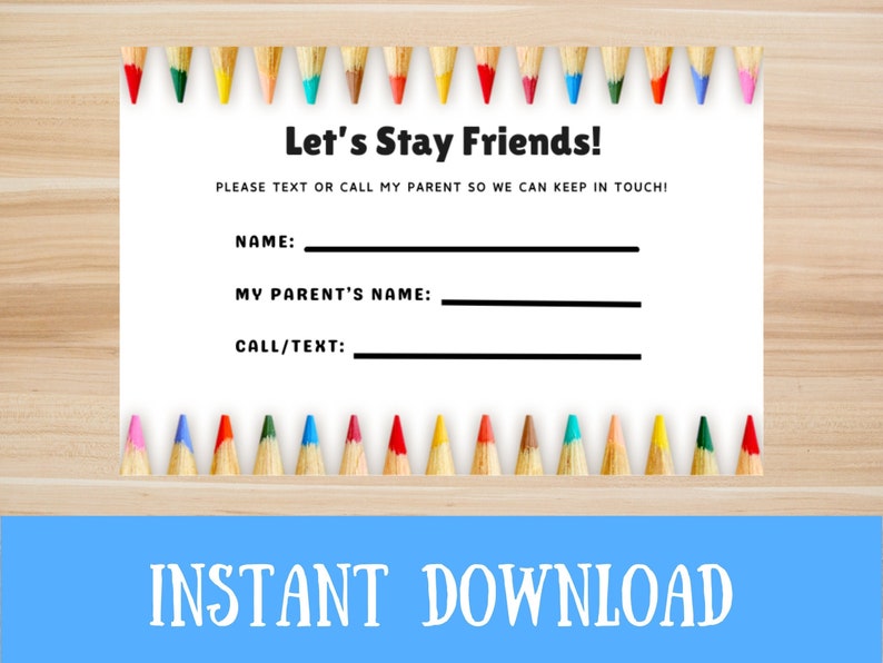 Keep in Touch Play Date End of Year Card, Instant Download, Last Day of ...