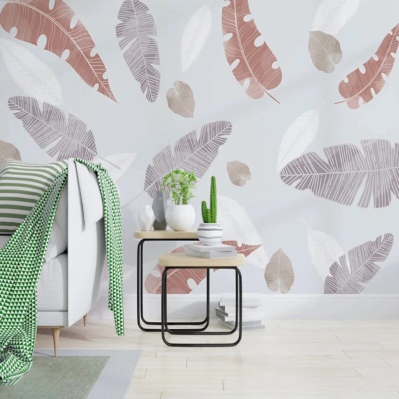 Leaves Wallpaper Leaves Wall Mural Nature Leaves 3D - Etsy UK