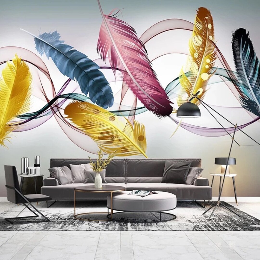 Feathers Wallpaper Feathers Wall Mural Abstract Wallpaper - Etsy