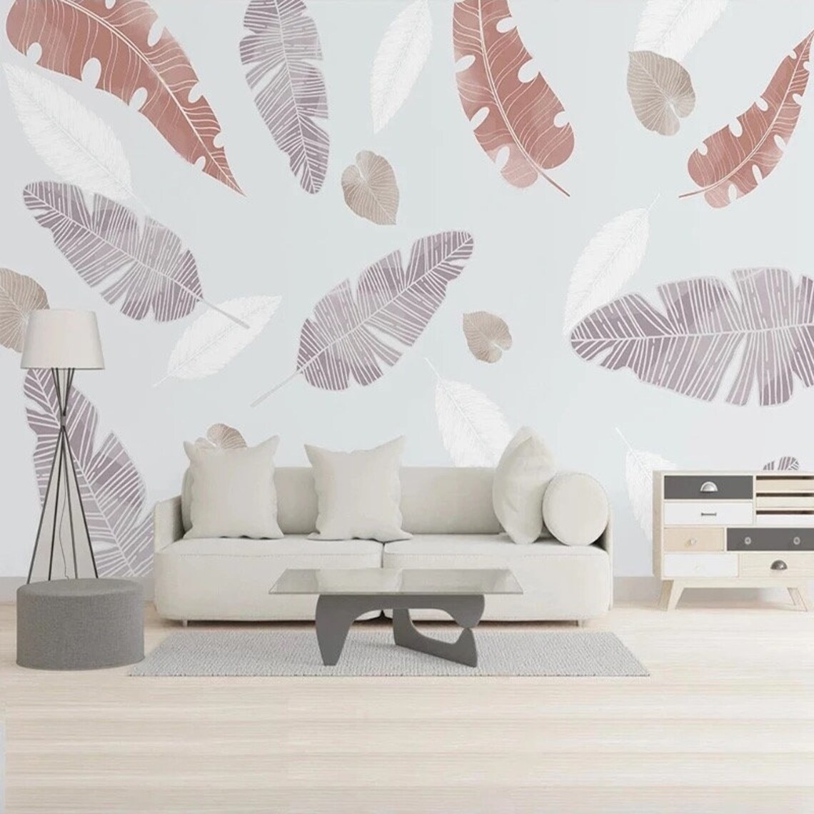 Leaves Wallpaper Leaves Wall Mural Nature Leaves 3D - Etsy UK