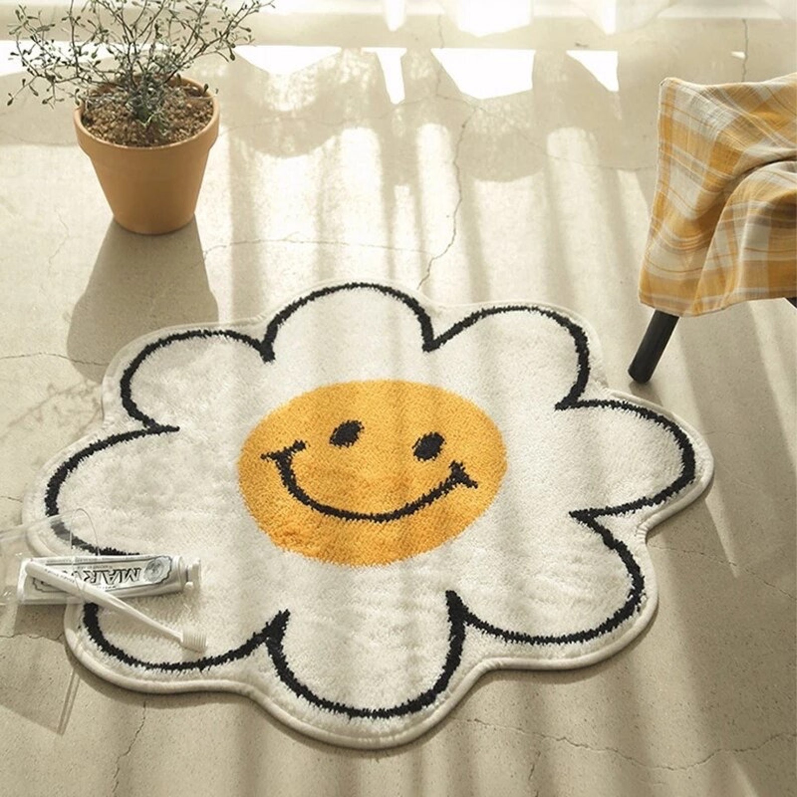 Flower Smiley Face Rug at Alison Mclemore blog