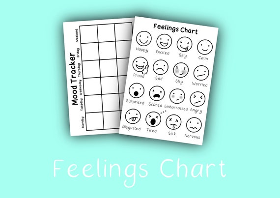 Printable Feelings Chart and Mood Tracker Mental Health for - Etsy