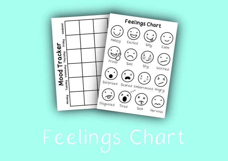 Printable Feelings Chart and Mood Tracker Mental Health for - Etsy