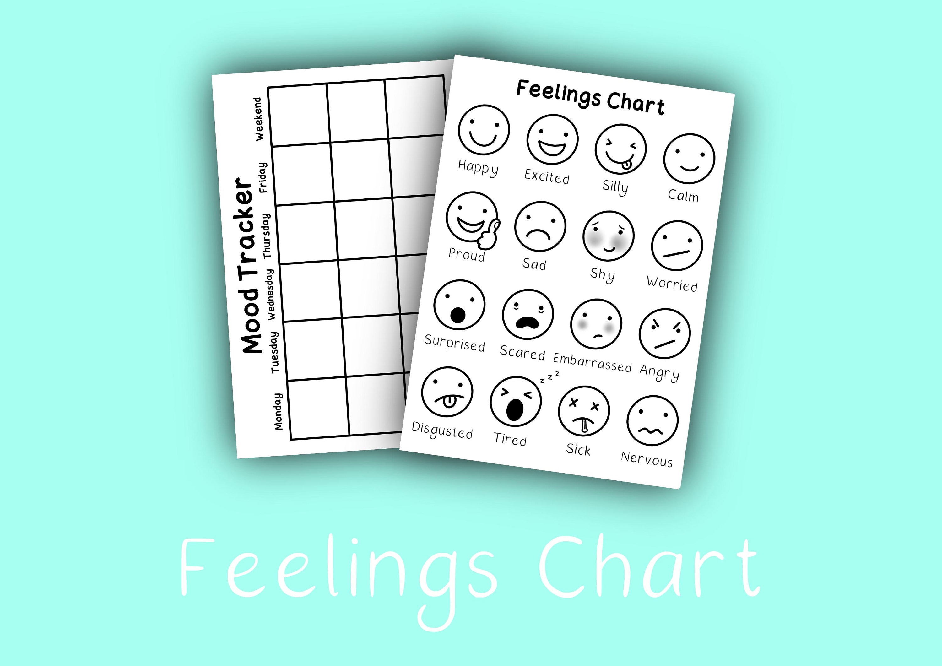 Printable Feelings Chart and Mood Tracker - Mental Health for School ...