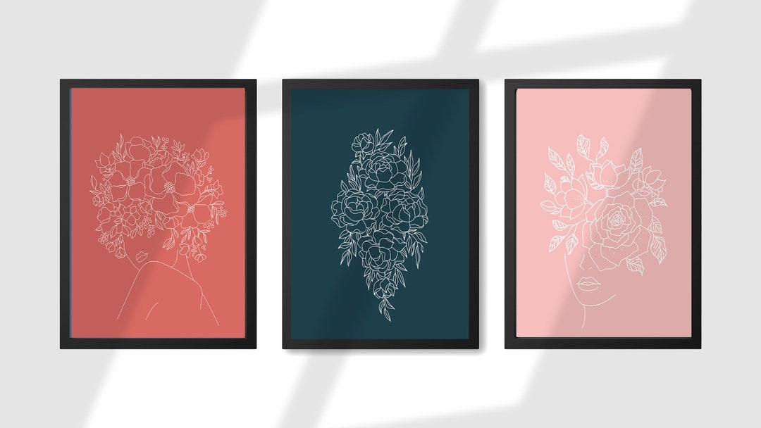 3 Piece Line Art Set, Minimalist Home Decor, Modern Wall Art, Multiple ...