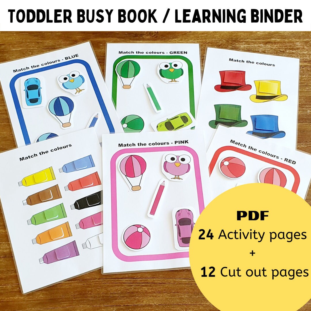 Toddler Learning Binder | Shapes, Colors Matching Games (PDF) - Etsy ...