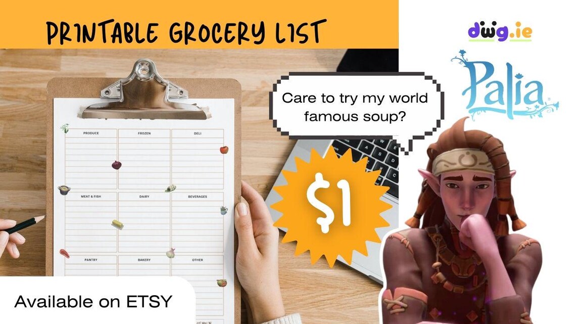 Palia Inspired Printable Grocery List | A4 Size - Etsy