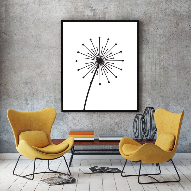 Dandelion Art Print Dandelion Printable Minimal Dandelion | Etsy