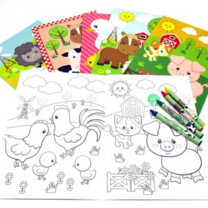 Barnyard Farm Animals Coloring Books With Crayons Party Favors - Etsy