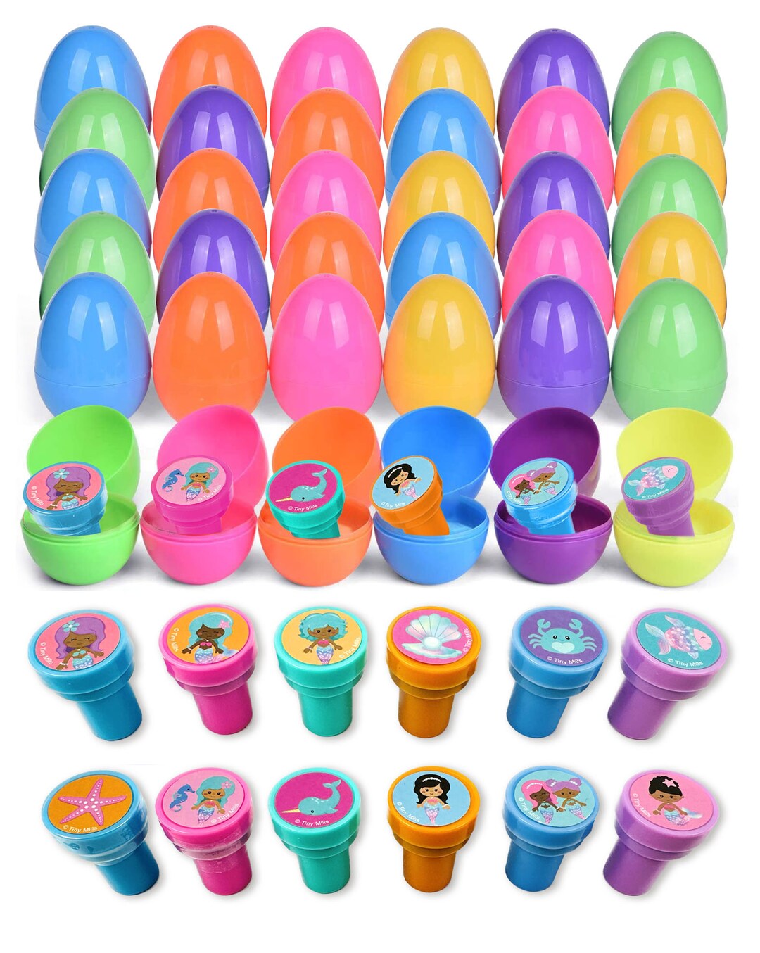 36pcs Rainbow Mermaid Easter Eggs With Stampers - Etsy