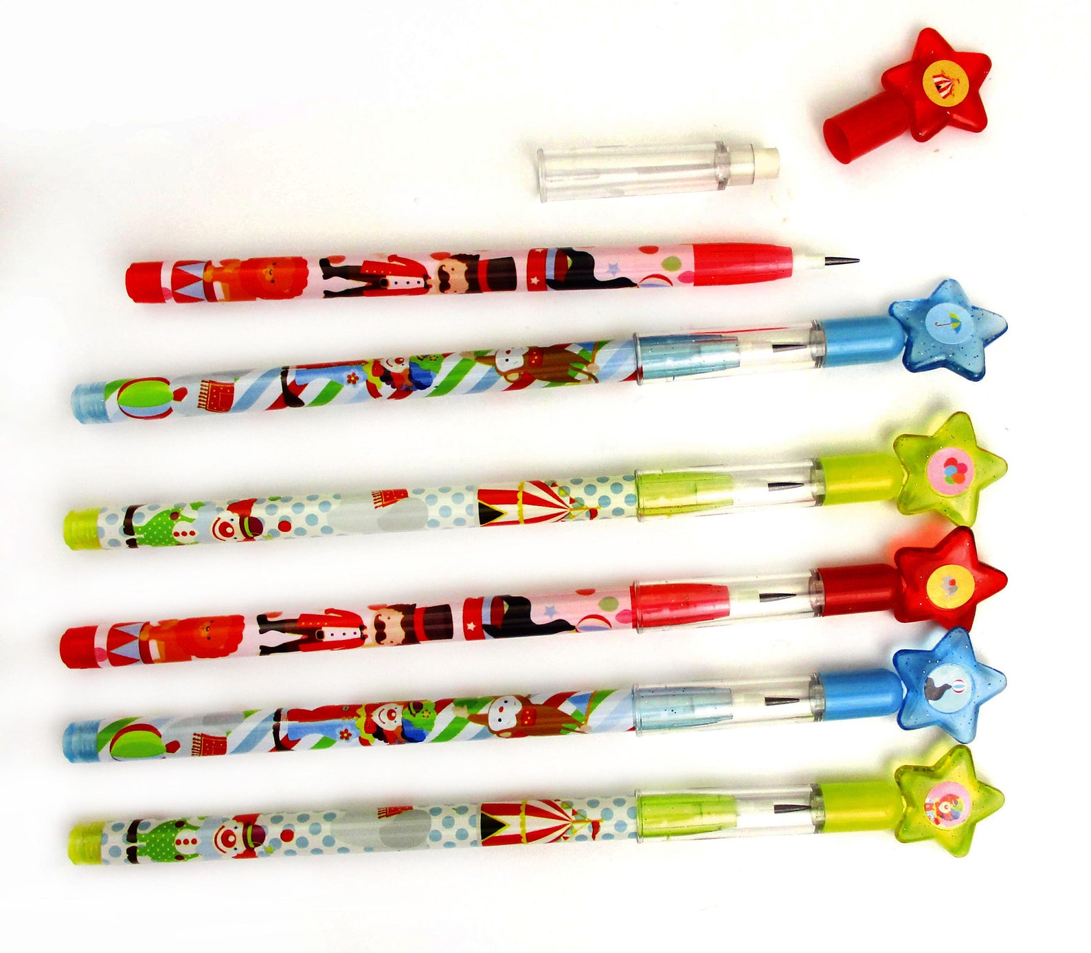 24 Pcs Circus and Carnival Multi Point Pencils - Etsy