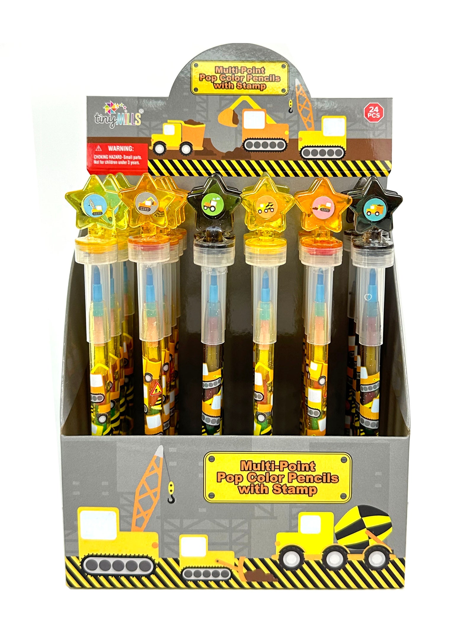 Construction Vehicles Stackable Crayon With Stamp Topper - Etsy