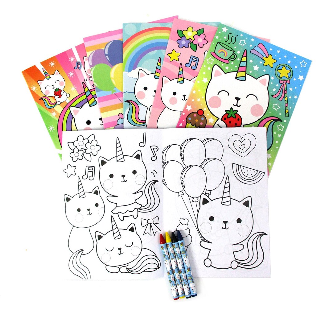 Kitty Unicorn Party Coloring Books With Crayons Party Favors - Etsy