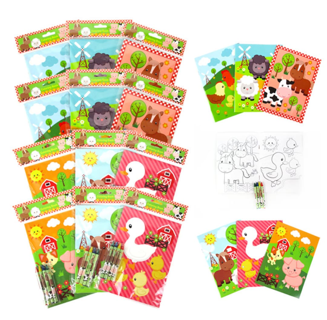 Barnyard Farm Animals Coloring Books With Crayons Party Favors - Etsy