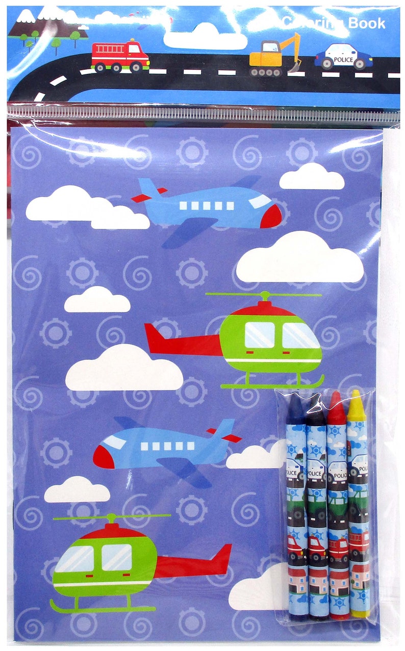Cars Transportation Vehicle Party Coloring Books With Crayons Party ...