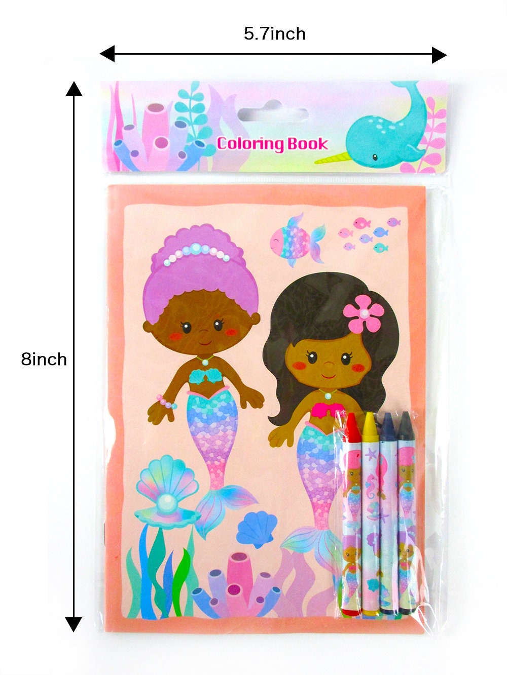 Rainbow Mermaid Coloring Books With Crayons Party Favors - Etsy