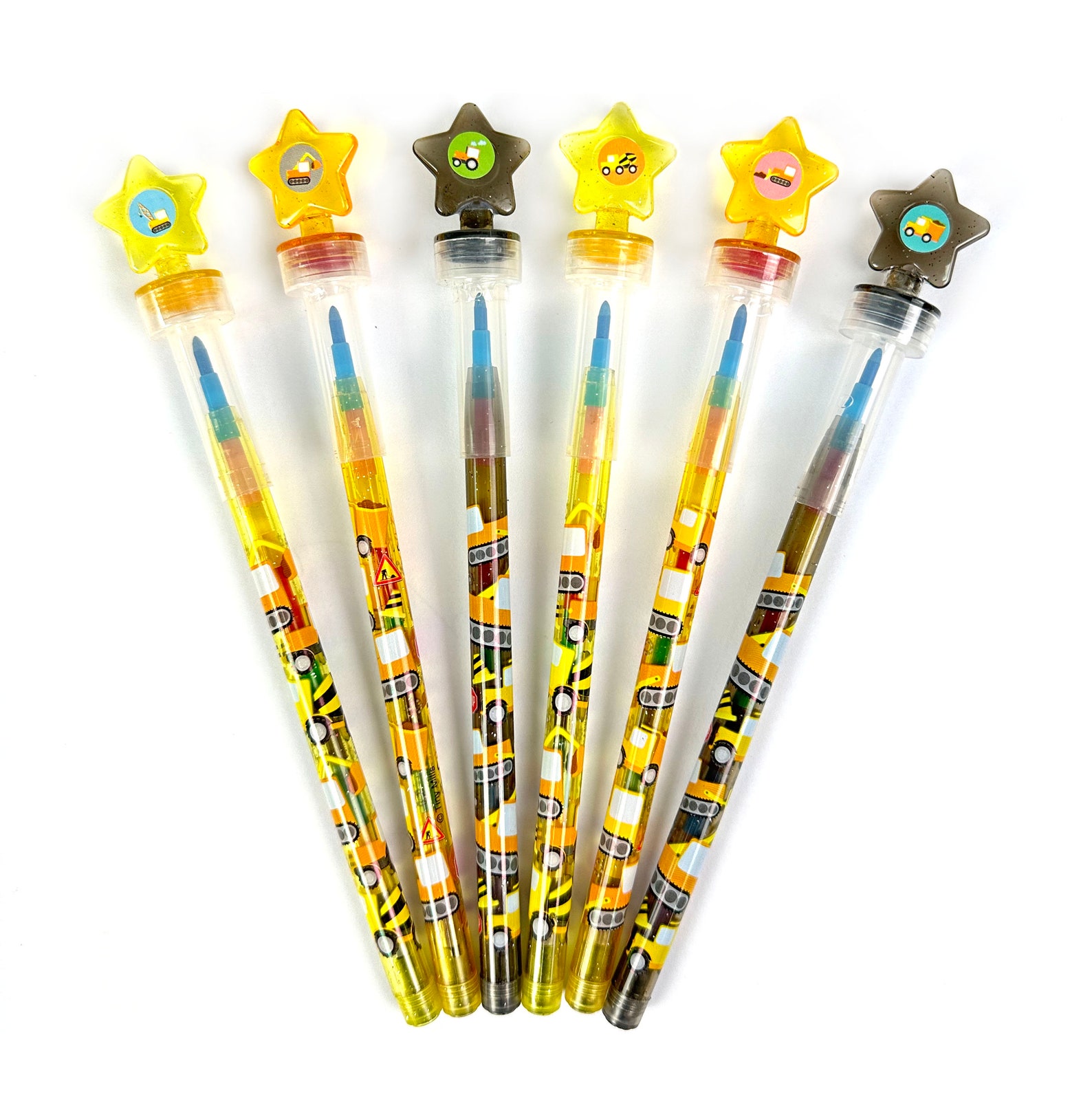 Construction Vehicles Stackable Crayon With Stamp Topper - Etsy