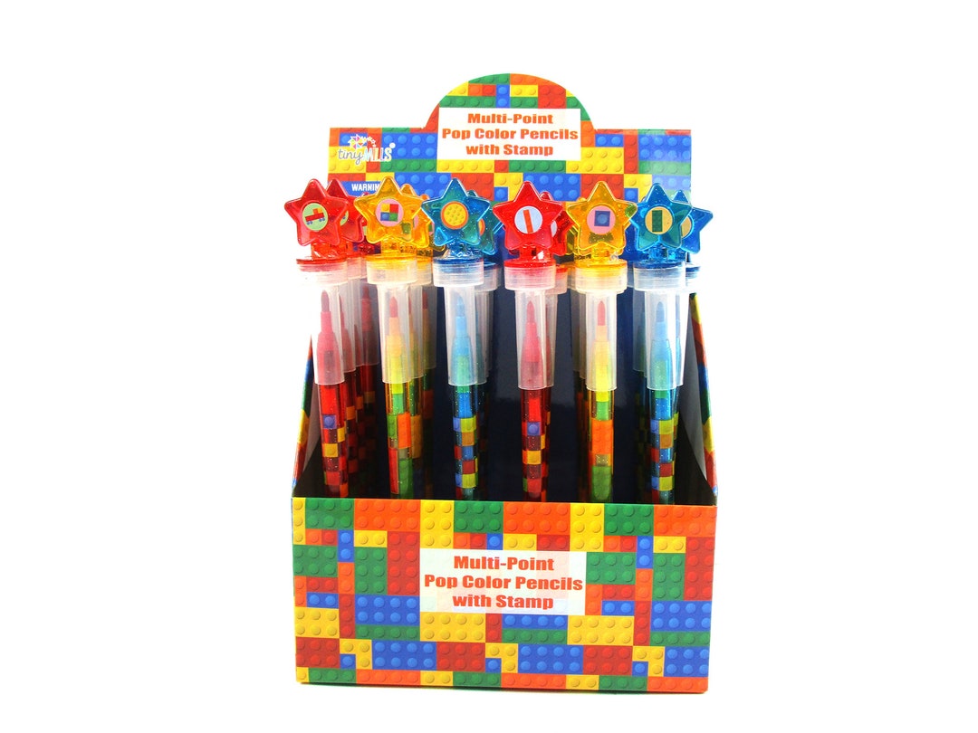 Building Brick Stackable Crayon With Stamp Topper - Etsy
