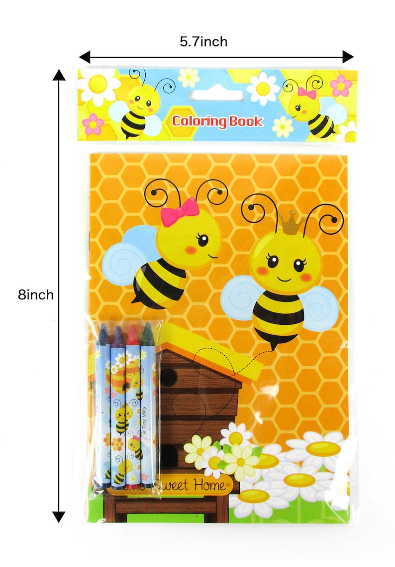 Honeybee Bumblebee Coloring Books With Crayons Party Favors | Etsy